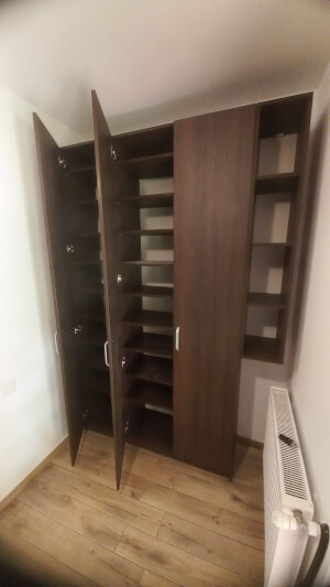 Mobilă hol comandă stil modern, Pal Gri cu Riflaj, silențioase Blum ...