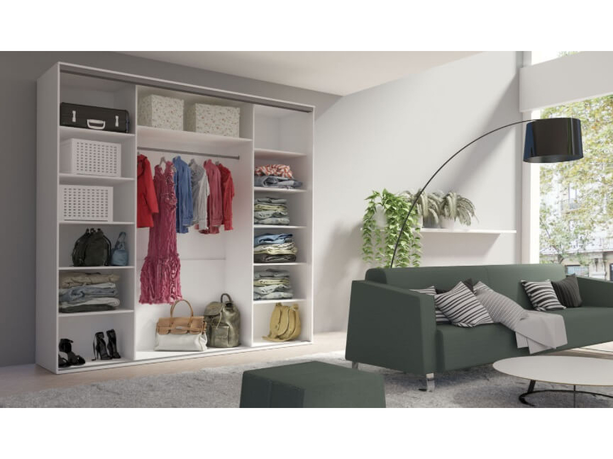 Dressing comandă București Pal Alb cu 3 uși glisante și oglindă opțională